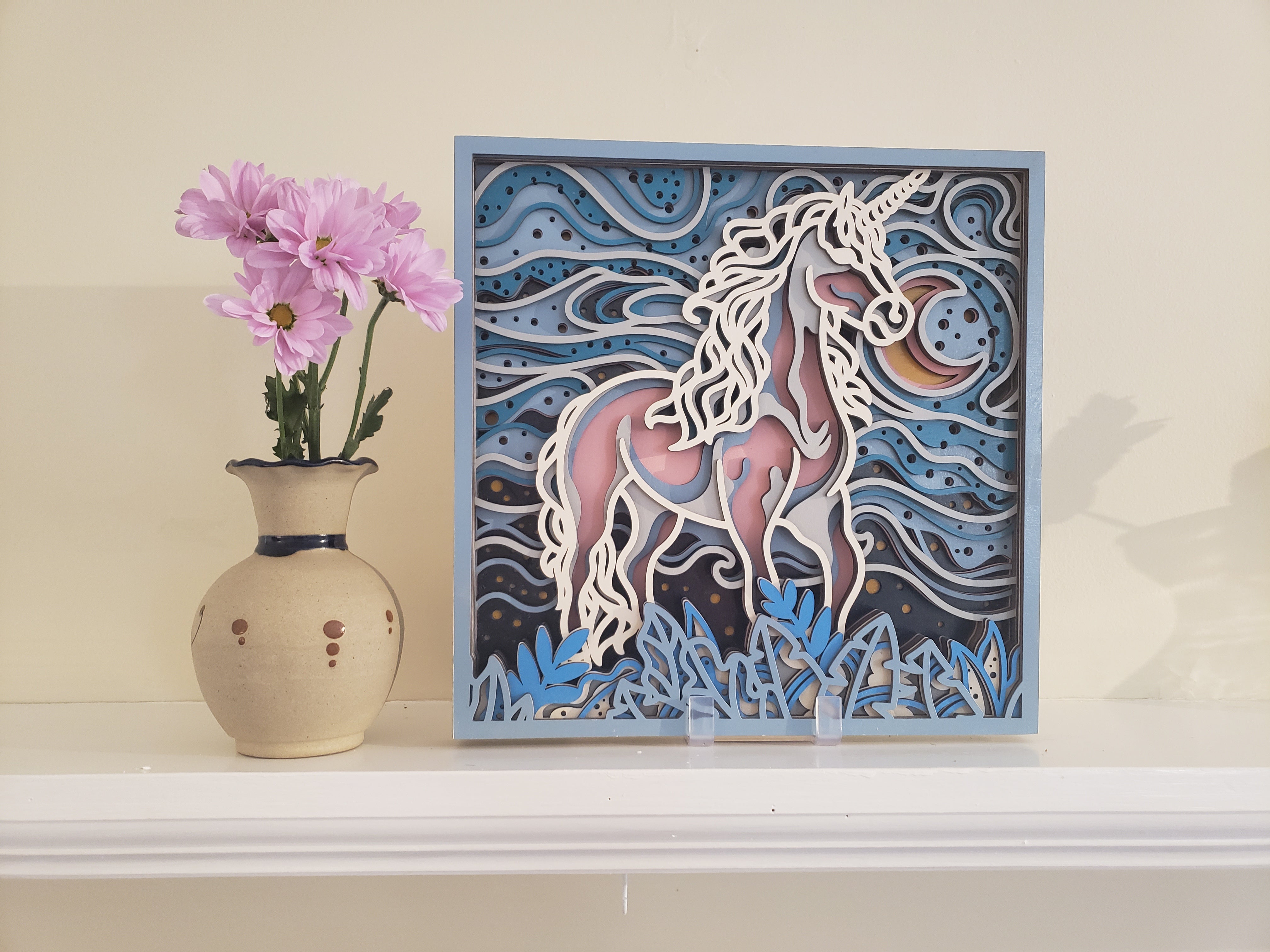 Wood Wall Art-Beautiful Unicorn In Midnight Light -Discover the Mystic – BB Laser Works LLC
