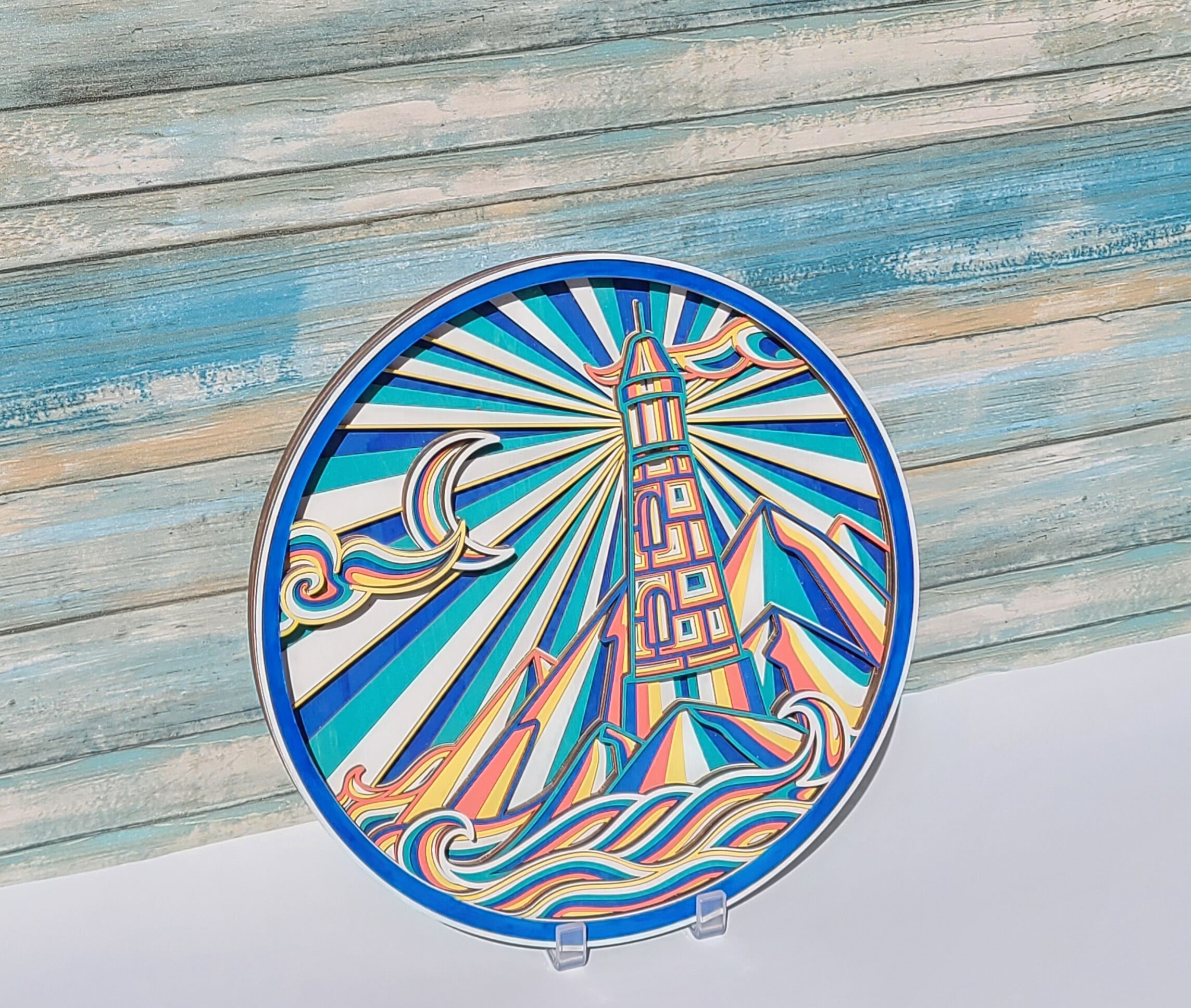 Wood Wall Art-Lighthouse -10 Layers of Colorful Fun! – BB Laser Works LLC